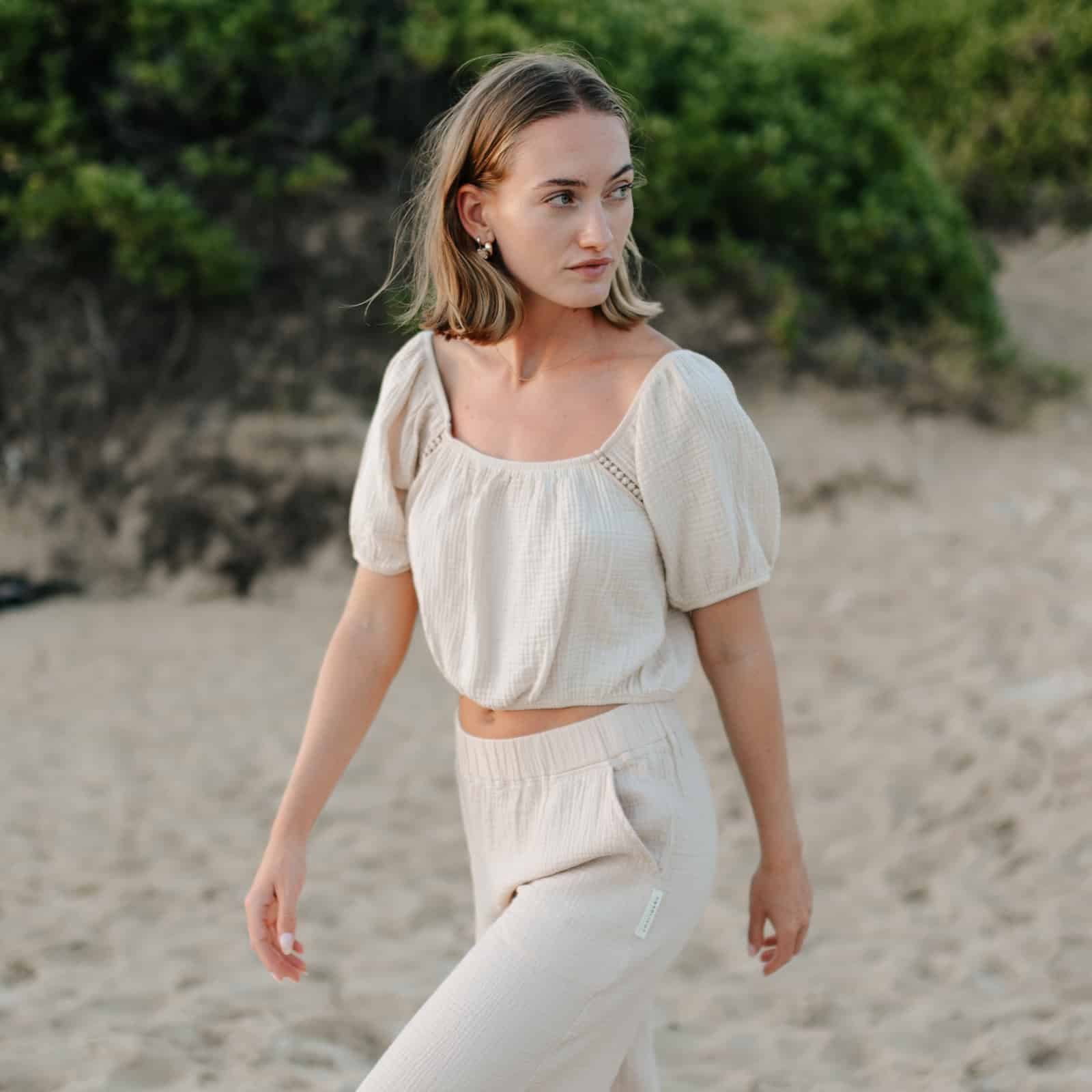 Musselin Crop Top Natur Mailin Bio-baumwolle