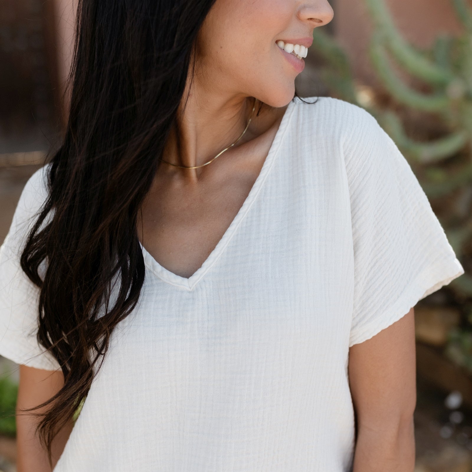 Musselin T-Shirt Lidia Naturweiß aus Bio-Baumwolle